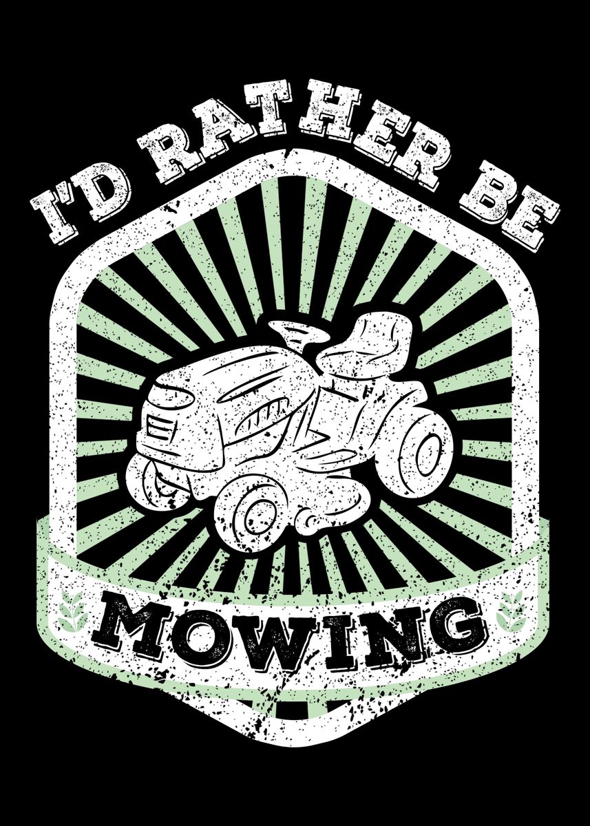 'Lawn Mower Gardener Mowing' Poster, picture, metal print, paint by ...