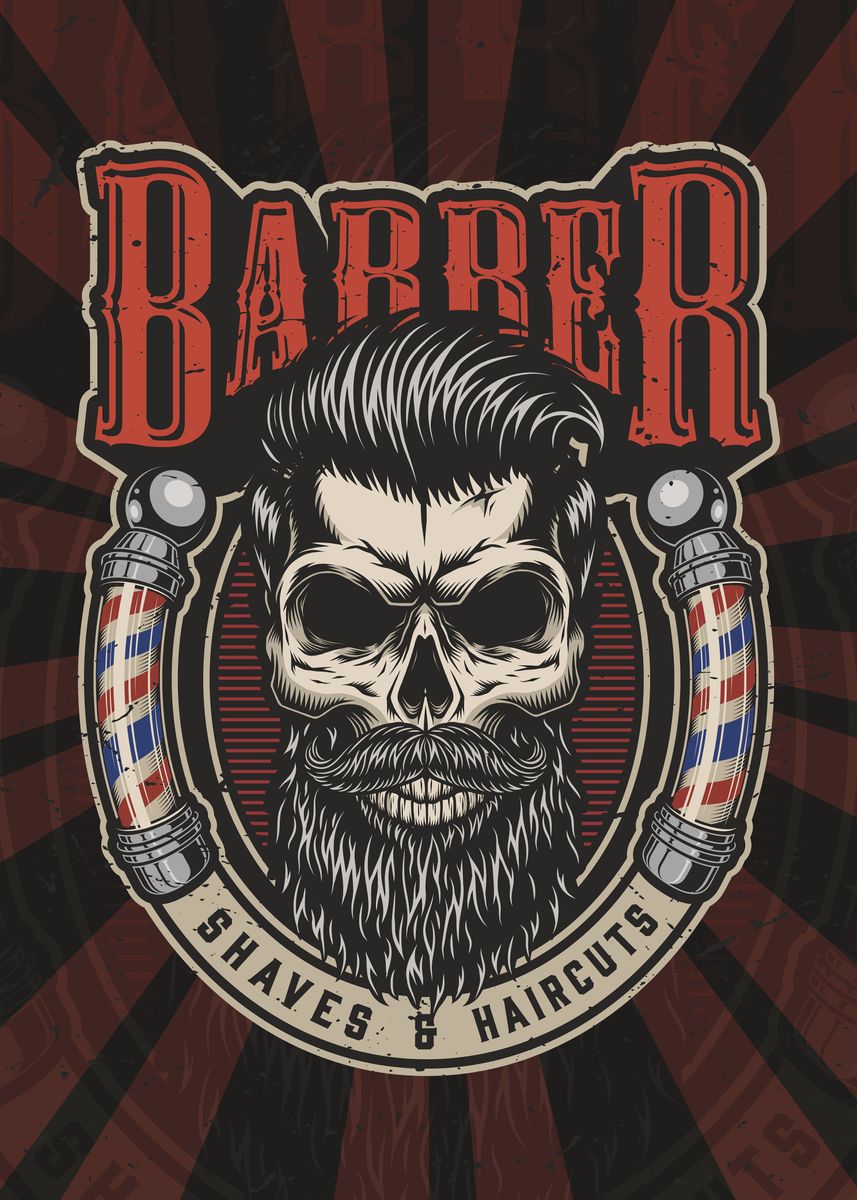 'Barber Wall Poster' Poster, picture, metal print, paint by Boon Bi ...