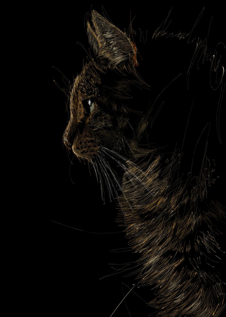 'Scribble Cat' Poster, picture, metal print, paint by Dhega Priya ...