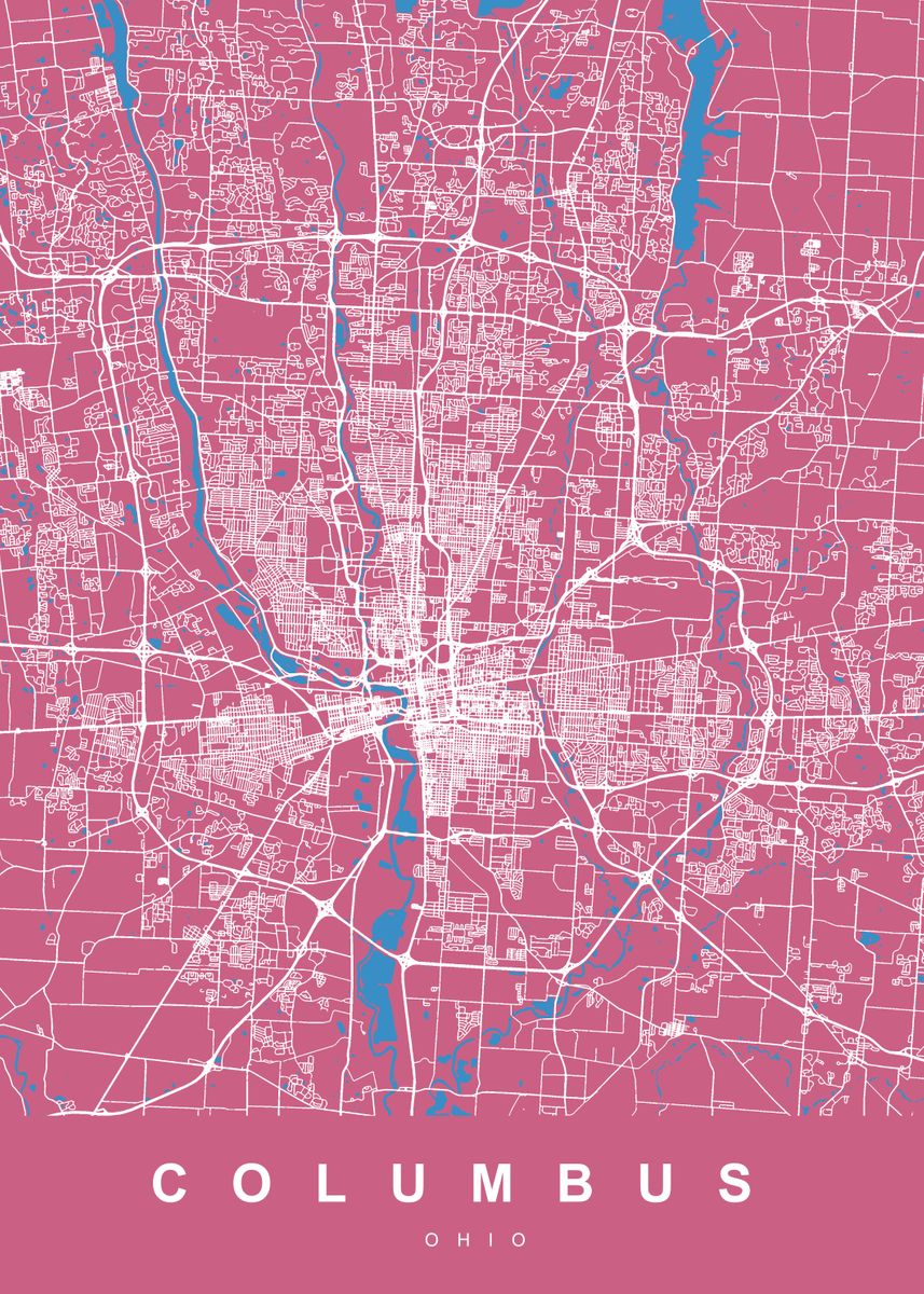 'COLUMBUS Map OHIO' Poster by UrbanMaps | Displate