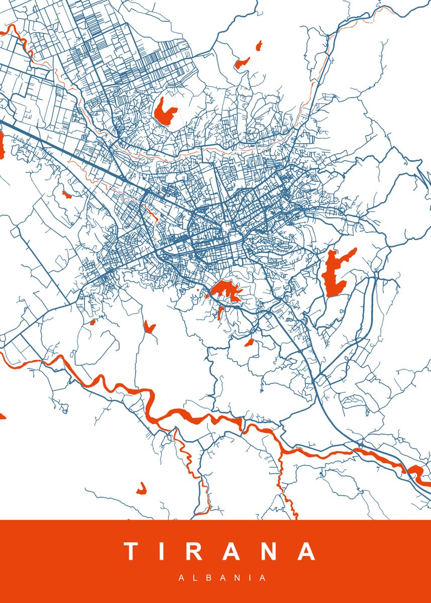 'TIRANA Map ALBANIA' Poster by UrbanMaps | Displate