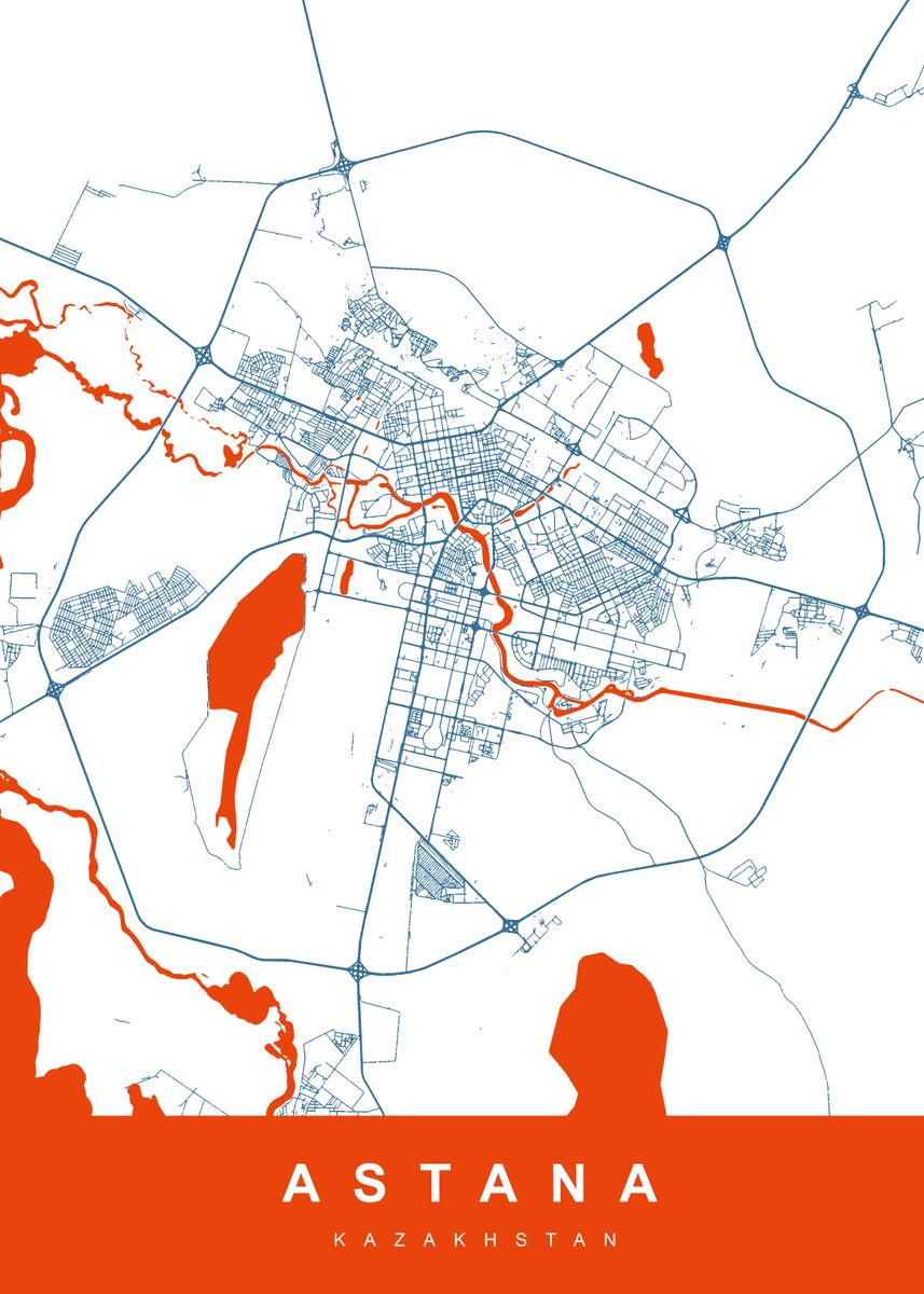 'ASTANA Map KAZAKHSTAN' Poster by UrbanMaps | Displate
