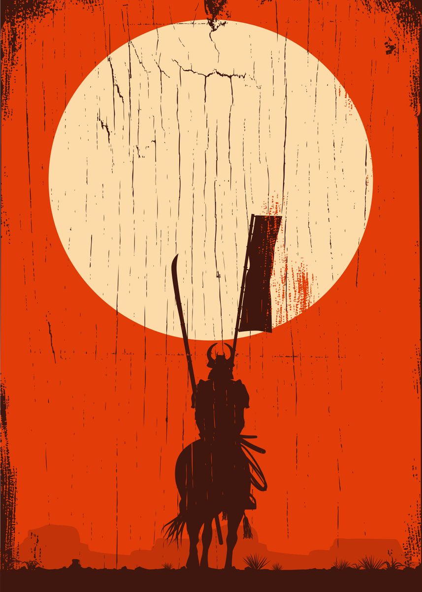 'Japan samurai sun' Poster, picture, metal print, paint by Boon Bi ...