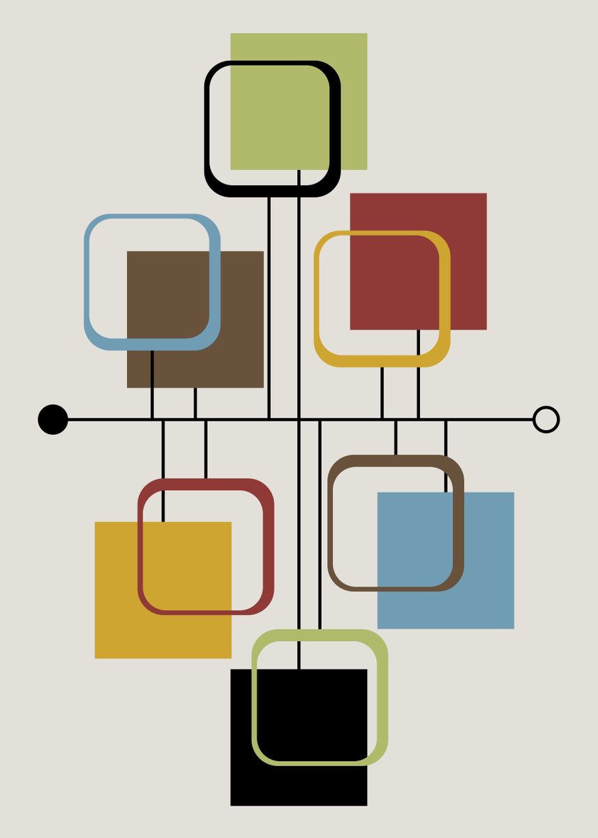 'Mid Century 17' Poster, picture, metal print, paint by Josh B | Displate