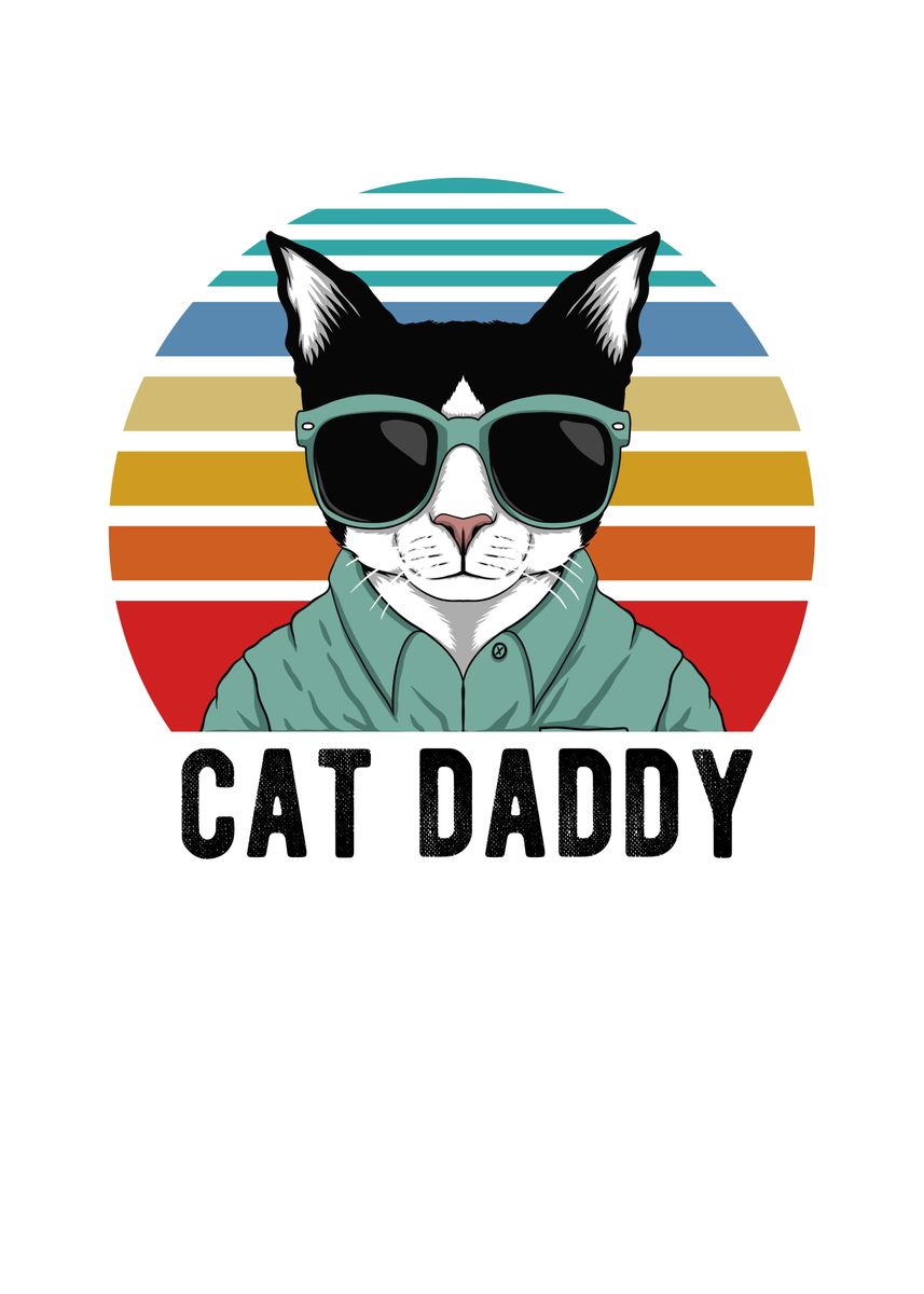'Retro Vintage Cat Daddy' Poster by ZS C O M M E R C E | Displate