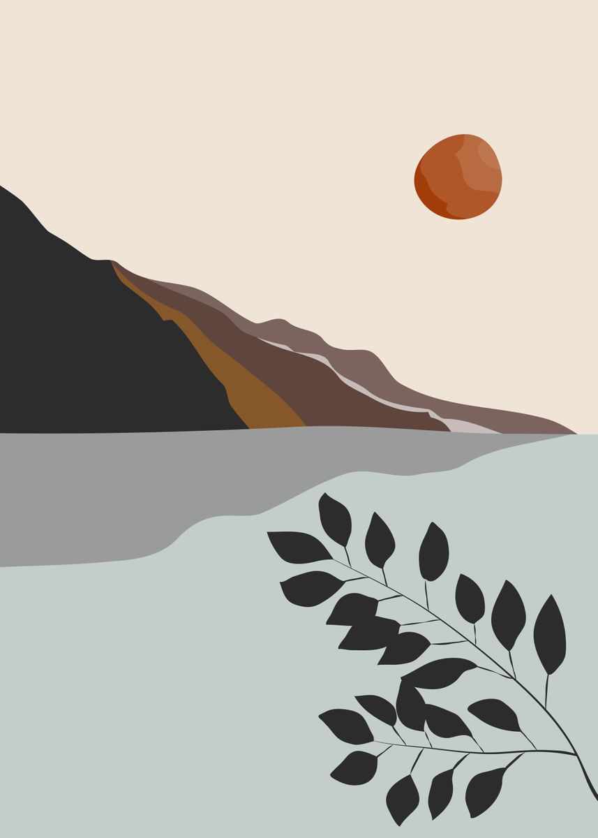 'Nature sun river landscape' Poster, picture, metal print, paint by ...