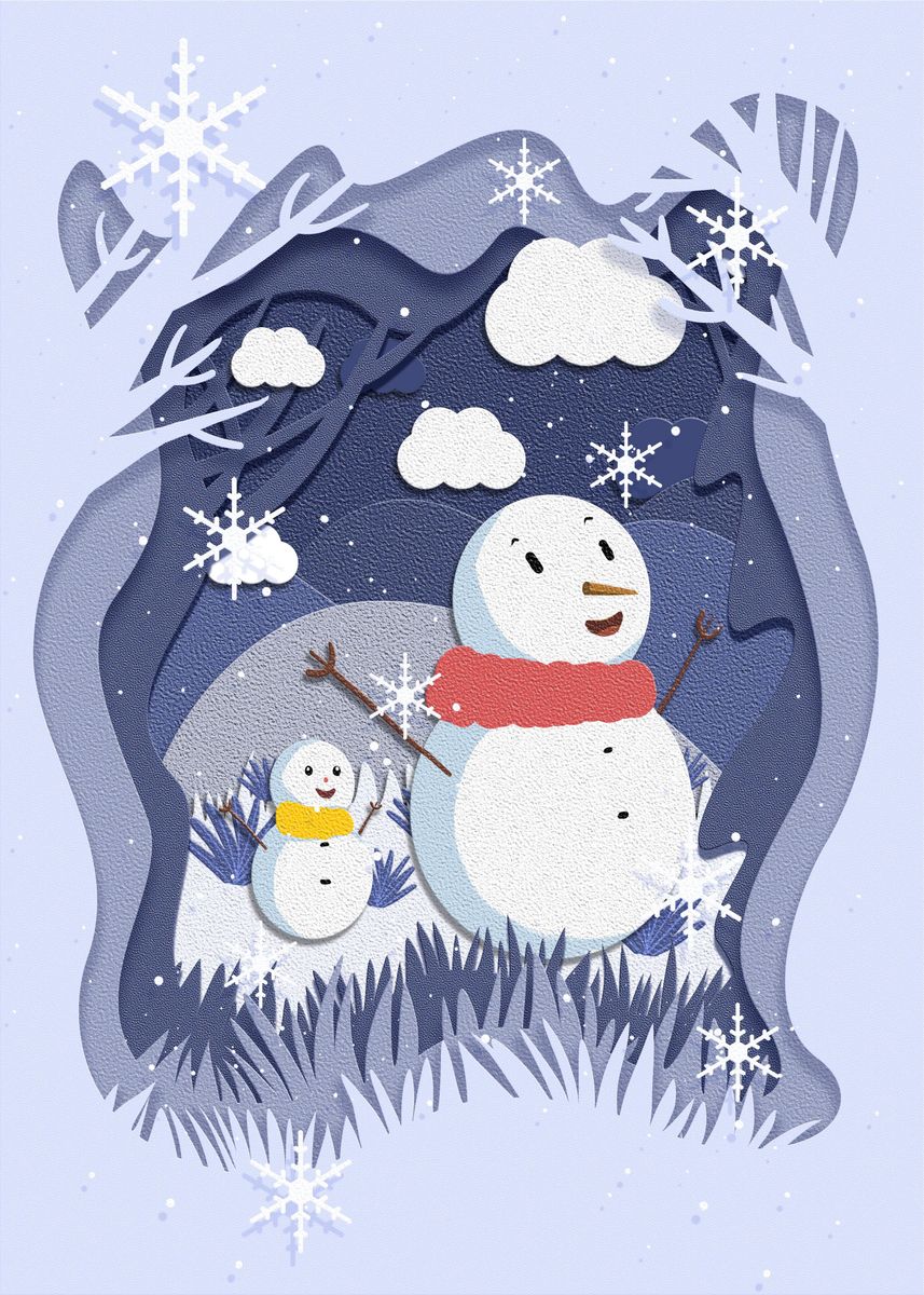 'Snowman Winter Snow' Poster, picture, metal print, paint by Max Ronn ...