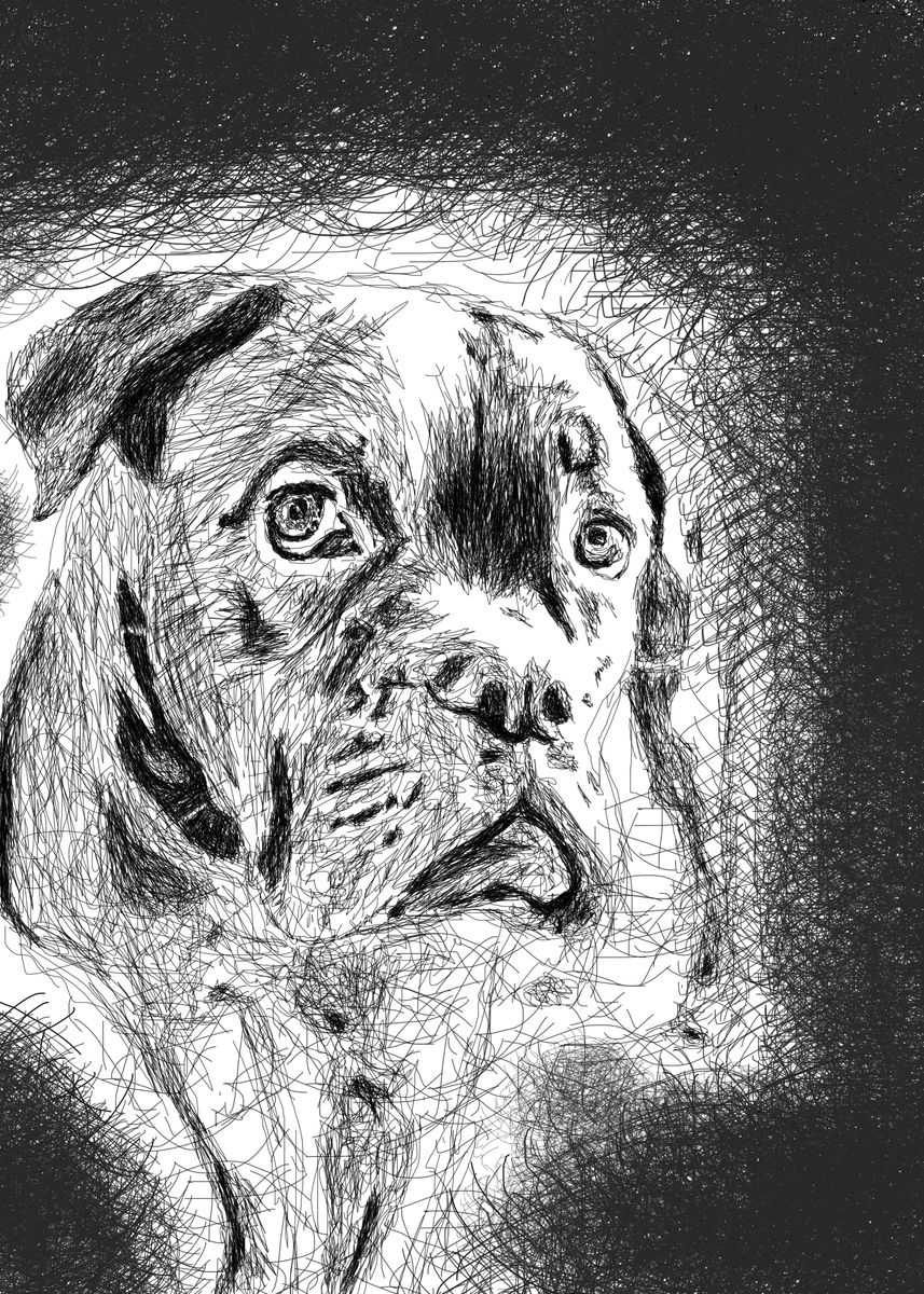 'dog scribble art' Poster, picture, metal print, paint by Auficon ...