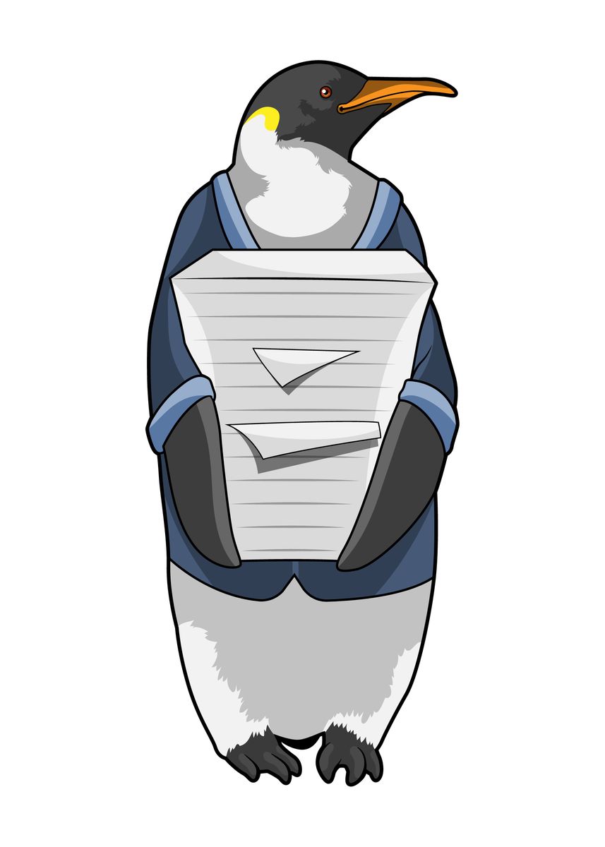'Penguin Secretary Paper' Poster, picture, metal print, paint by Markus ...