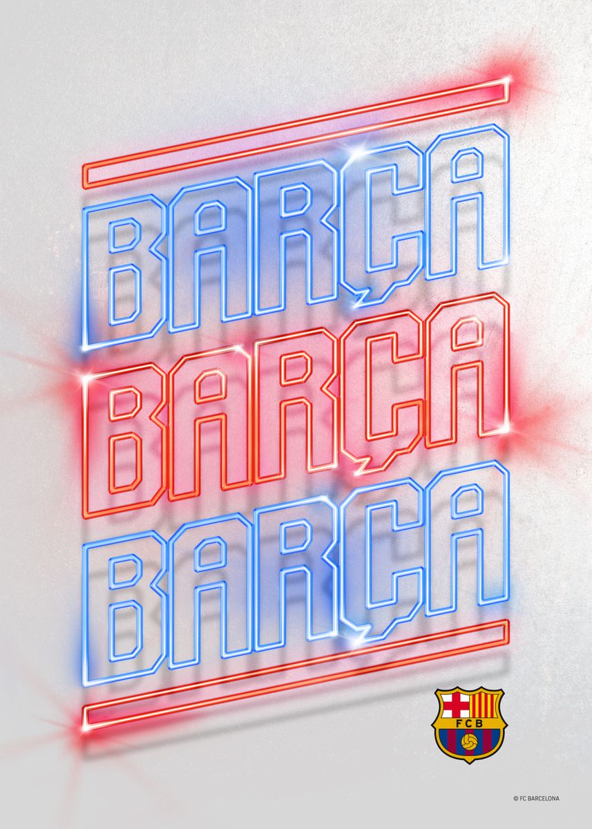 'Barca Barca neon white' Poster, picture, metal print, paint by Barça ...