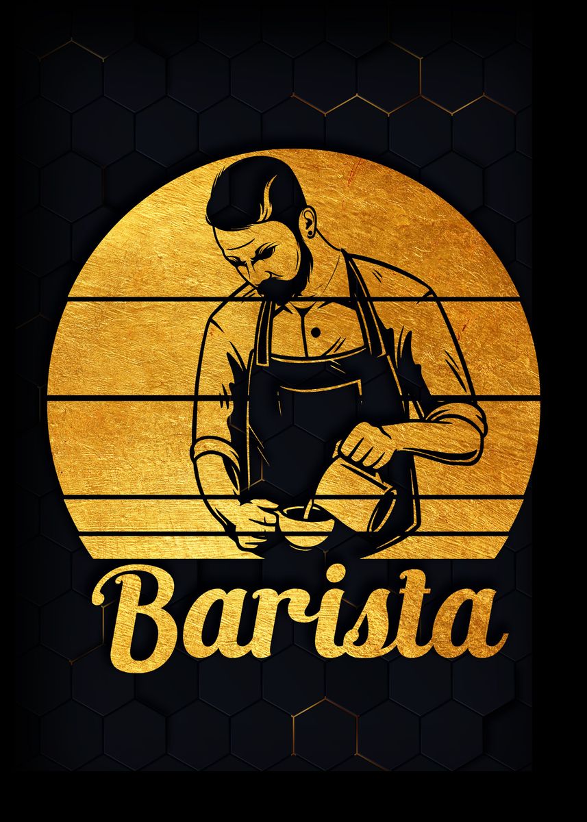 'Coffee barista ' Poster, picture, metal print, paint by Denis Siggers ...