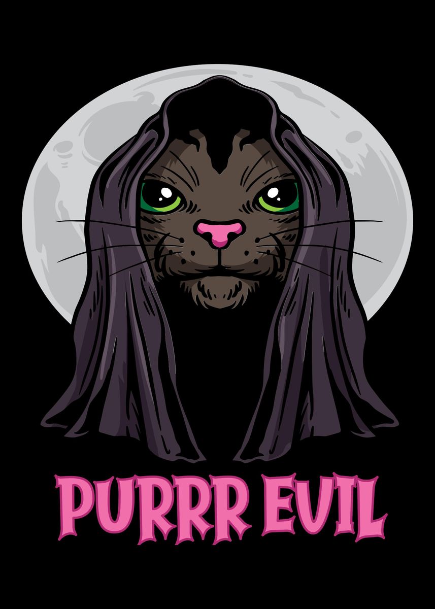 'Purrr Evil Funny Black' Poster by PiolettaArt | Displate
