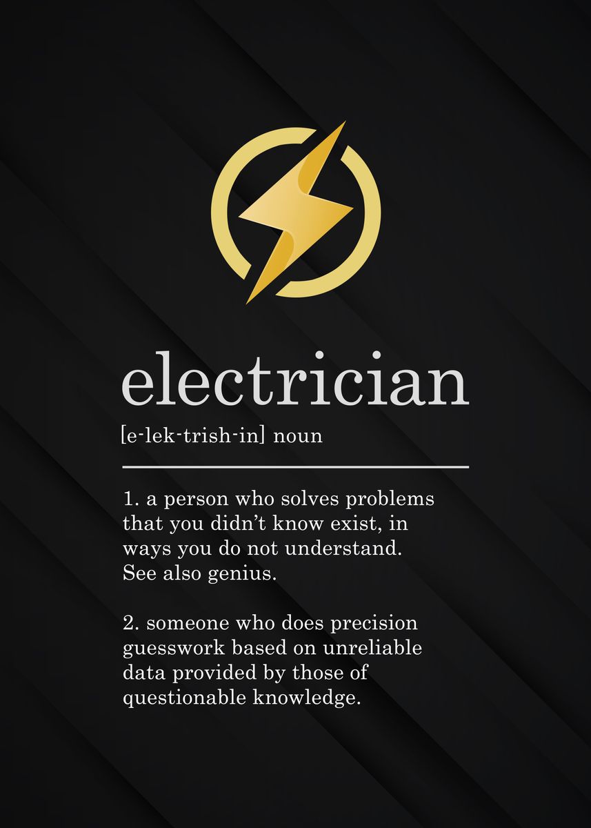 'Funny Electrician Sign' Poster, picture, metal print, paint by ...