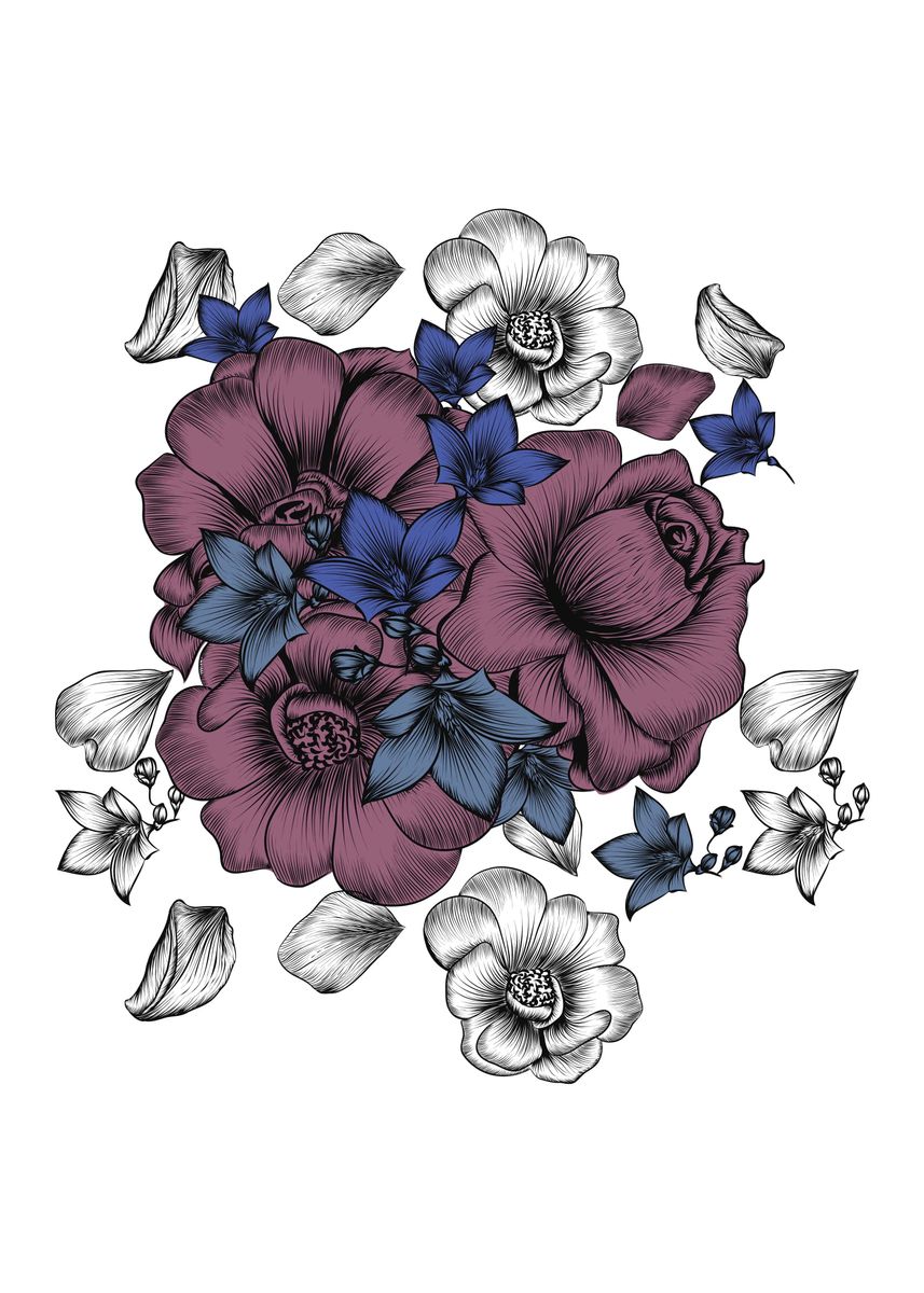 'purple flower' Poster, picture, metal print, paint by Karin Studio ...