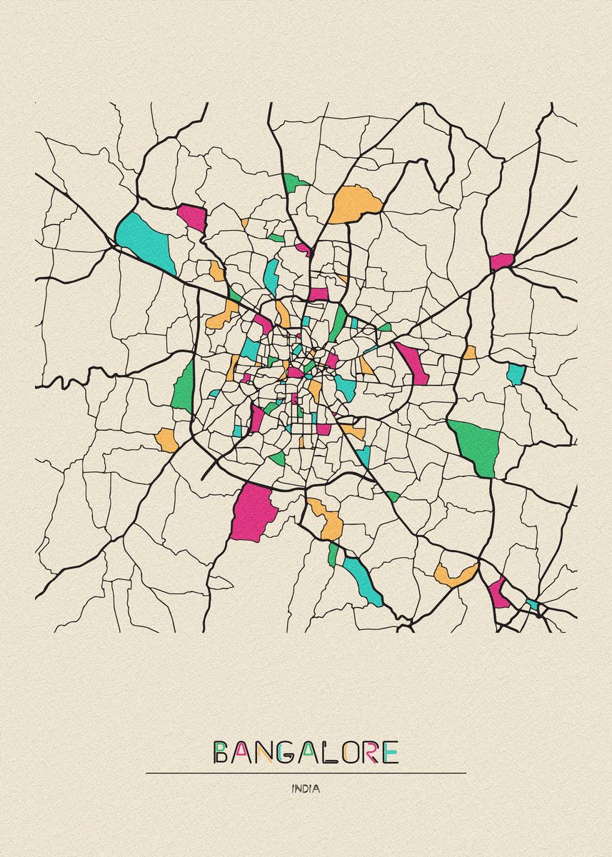 'Bangalore Map' Poster by Deniz A. | Displate