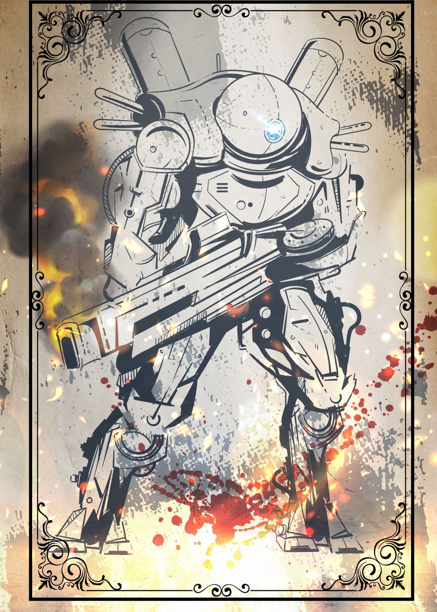 'Steampunk Combat Robots' Poster, picture, metal print, paint by Stefan ...