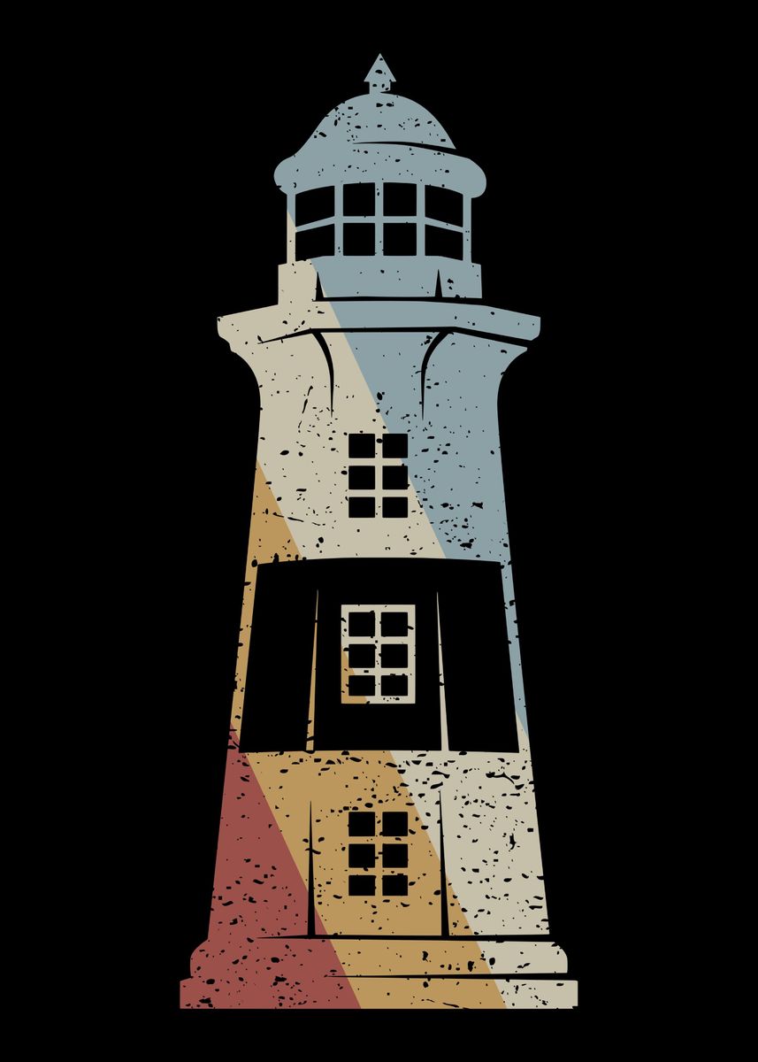 'Lighthouse Retro Vintage' Poster, picture, metal print, paint by ...