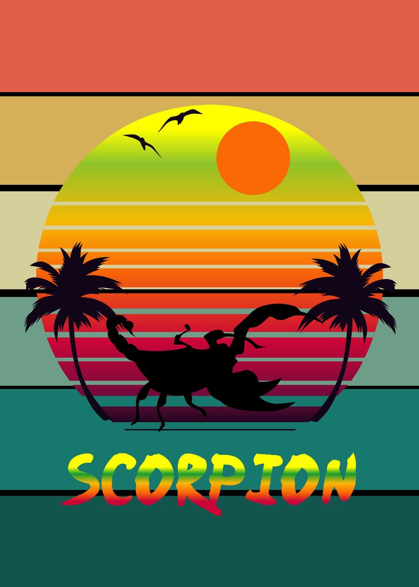 'retro popart scorpion' Poster, picture, metal print, paint by Mshel ...