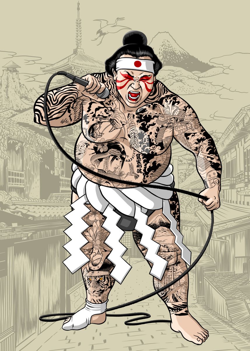 'Yakuza sumo wrestler singe' Poster by Alberto Perez | Displate