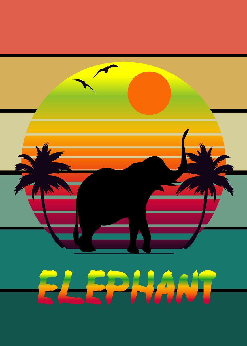 'retro popart elephant' Poster, picture, metal print, paint by Mshel ...