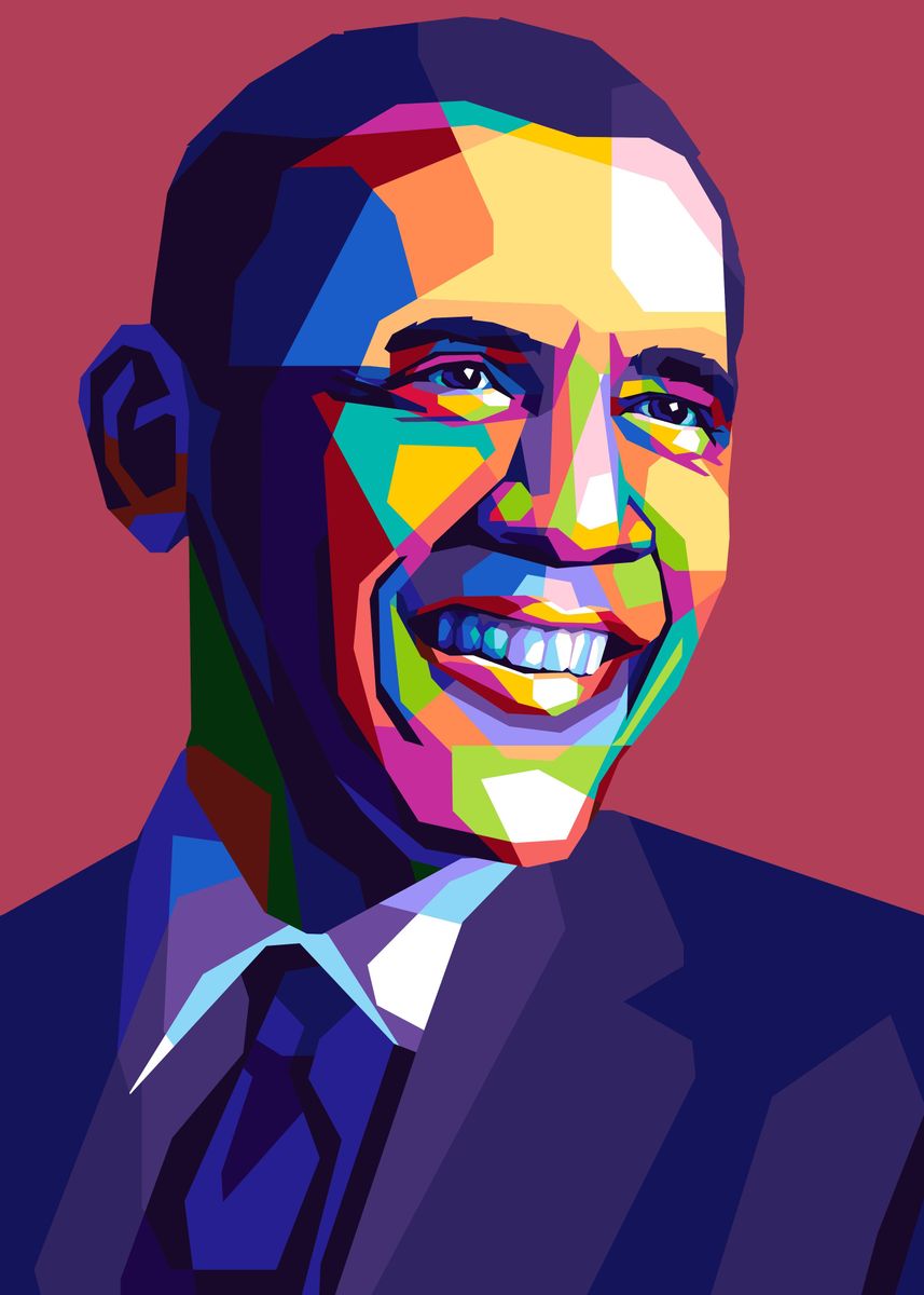 'Obama WPAP' Poster, picture, metal print, paint by Shichiro Ken | Displate