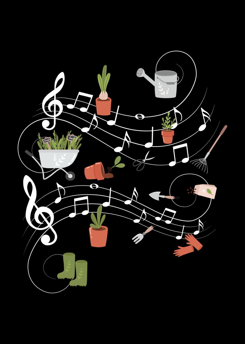 'Music Sheet Music Garden' Poster, picture, metal print, paint by Mooon ...