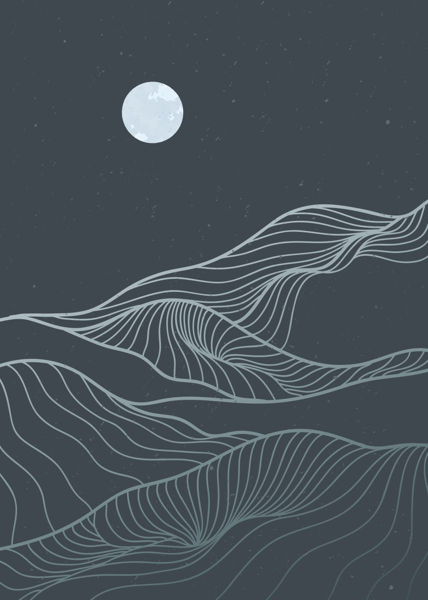 'MOUNTAIN LINE ART' Poster, picture, metal print, paint by budi yanto ...