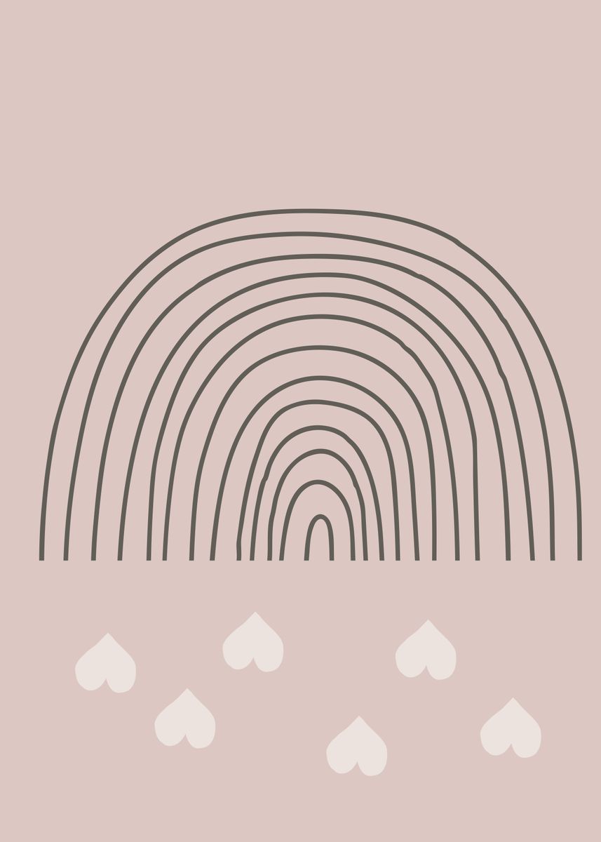 'Cute Boho rainbow line art' Poster by Human Shadow | Displate