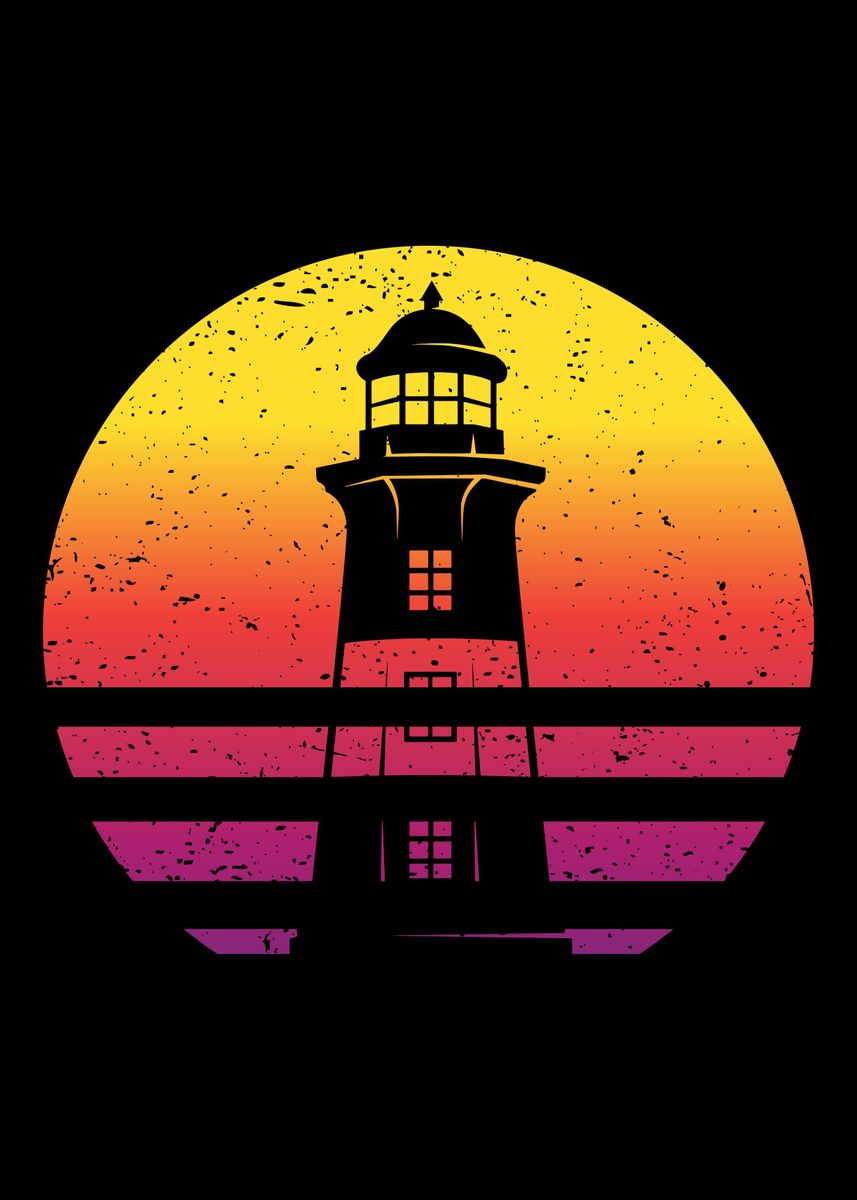 'Lighthouse Retro Vintage' Poster by royalsigns | Displate