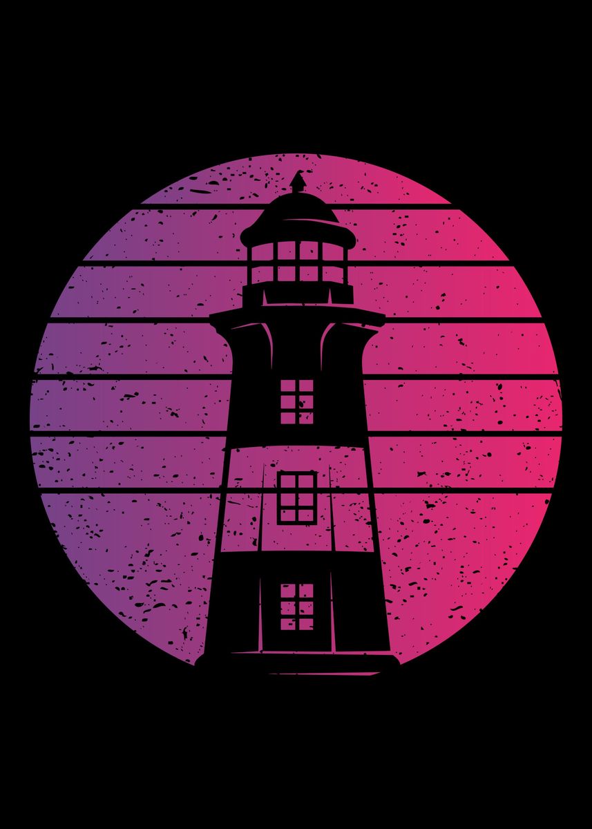 'Lighthouse Retro Vintage' Poster, picture, metal print, paint by ...