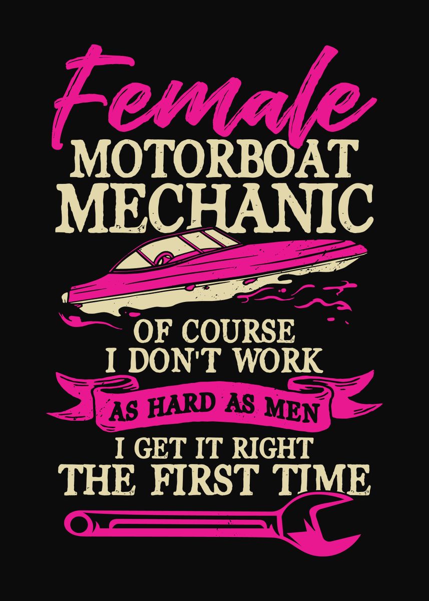 'Female Motorboat Mechanic' Poster, picture, metal print, paint by ...