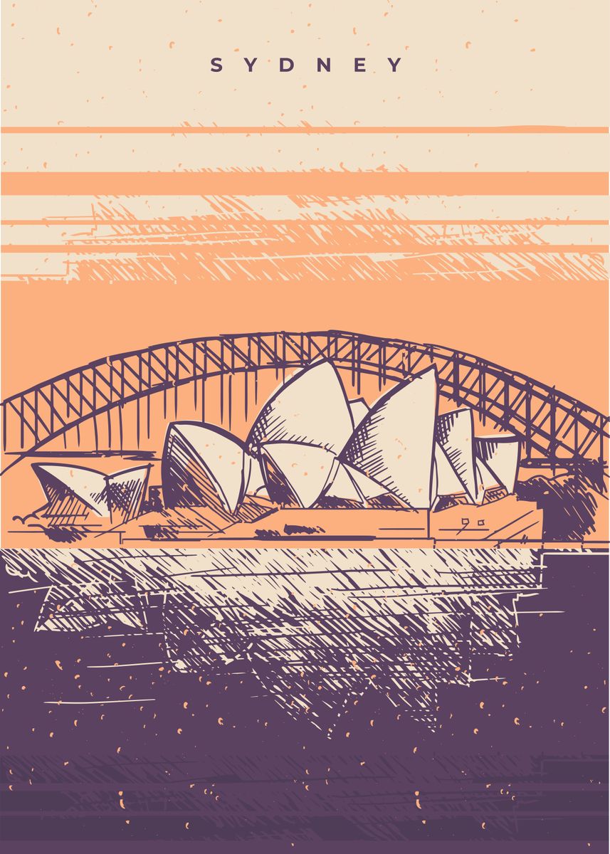 'Australia Sketch Landmarks' Poster, picture, metal print, paint by ...