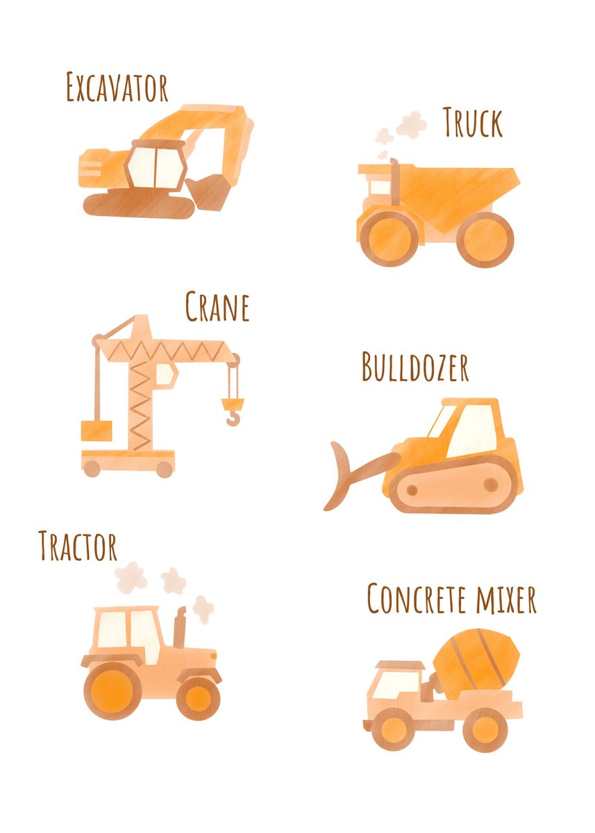 'Construction transport ' Poster, picture, metal print, paint by Irina ...