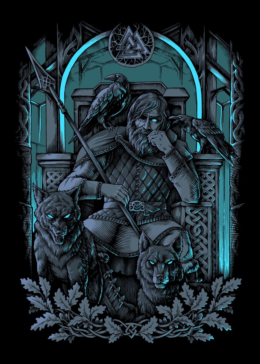 'Odin Viking Norse Valhalla' Poster, picture, metal print, paint by ...