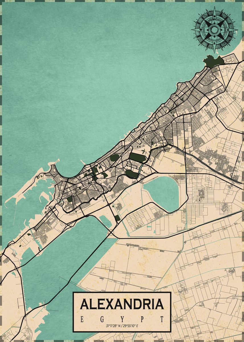 'Alexandria Map Vintage' Poster by deMAP Studio | Displate