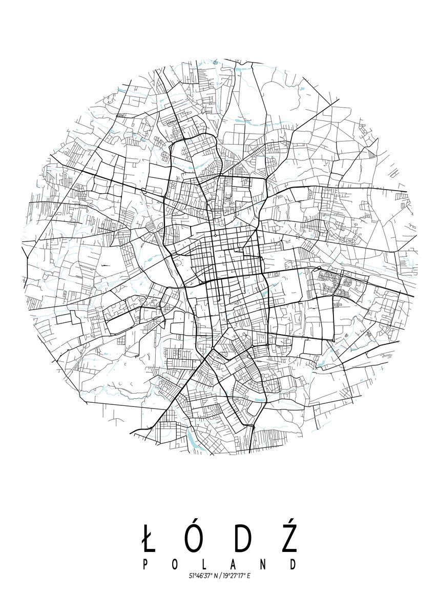 'Lodz City Map Circle' Poster by deMAP Studio | Displate