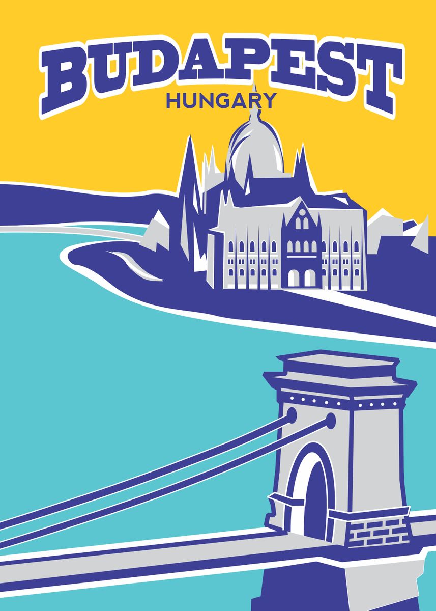 'Budapest Chain Bridge' Poster by ALMA Studio | Displate