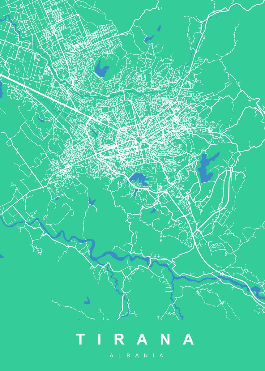 'TIRANA Map ALBANIA' Poster by UrbanMaps | Displate