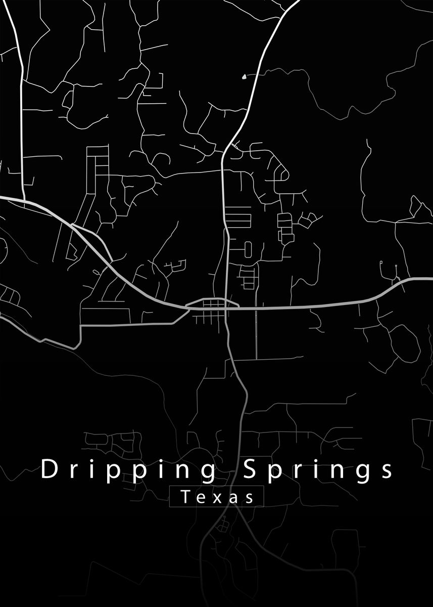 'Dripping Springs City Map' Poster, picture, metal print, paint by ...