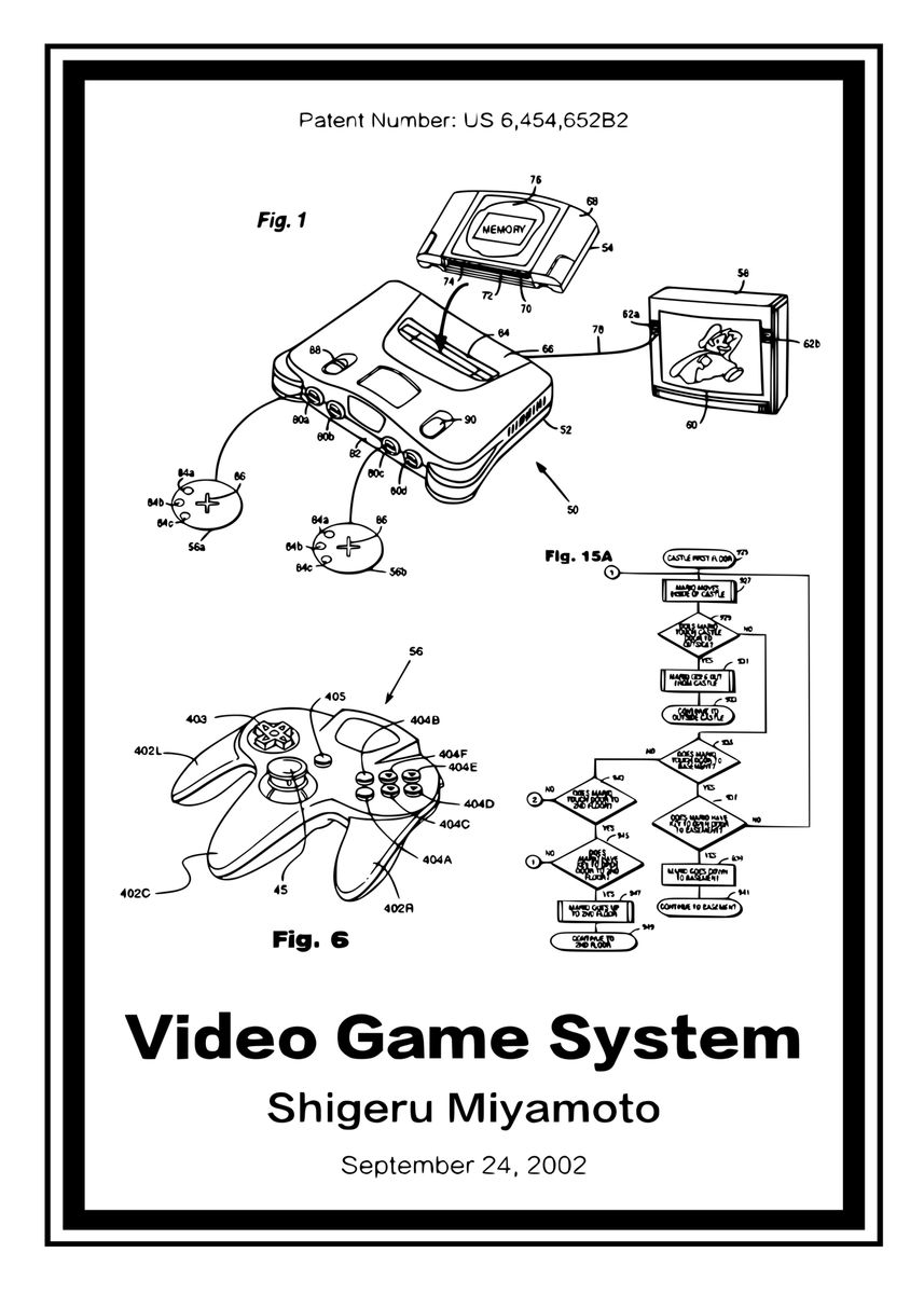 'Video game patent' Poster, picture, metal print, paint by UNIKORN ...