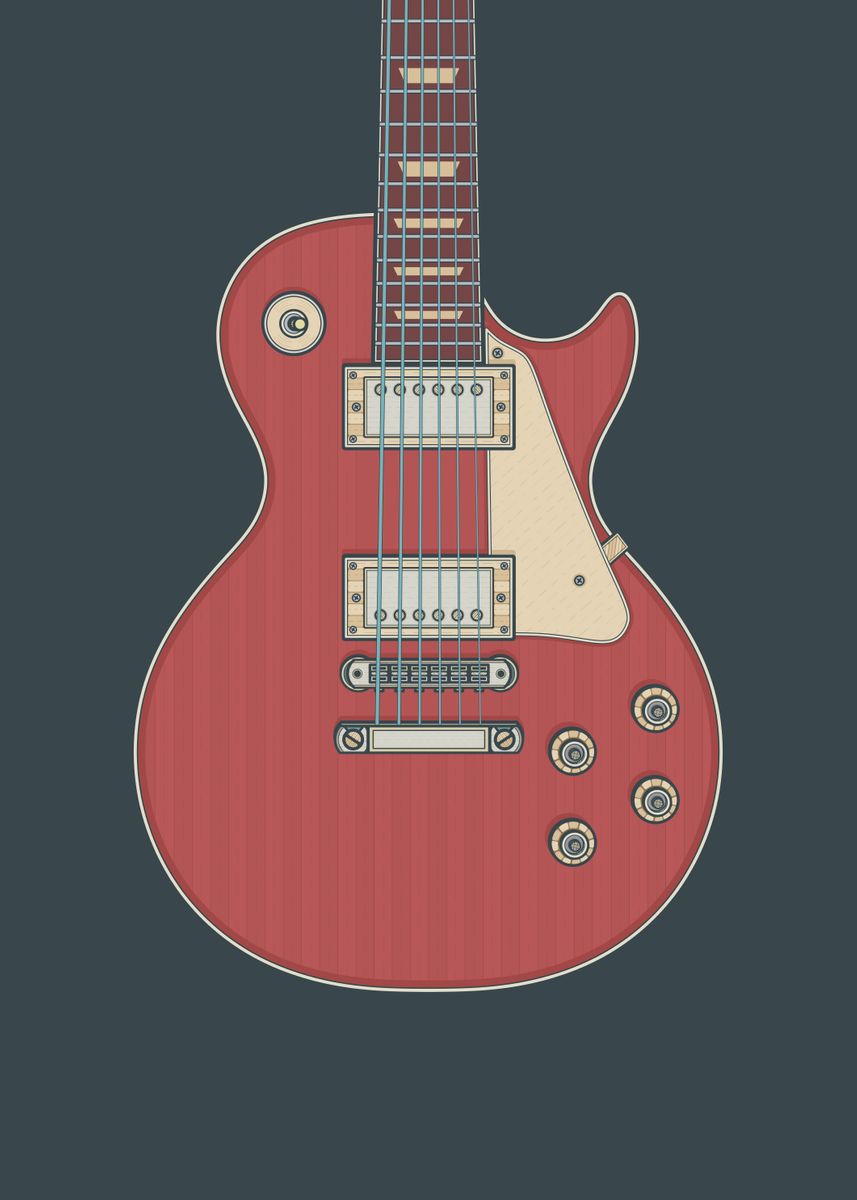 'Cherry Red Rock Guitar' Poster, picture, metal print, paint by Milhad ...