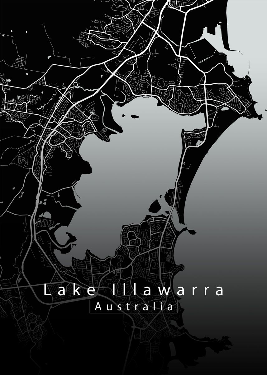 'Lake Illawarra City Map' Poster, picture, metal print, paint by ...