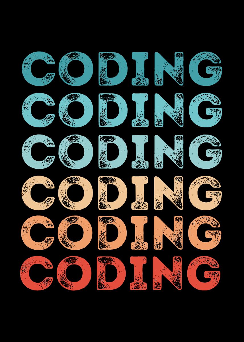 'Retro Coding Vintage Gift' Poster, picture, metal print, paint by Phil ...