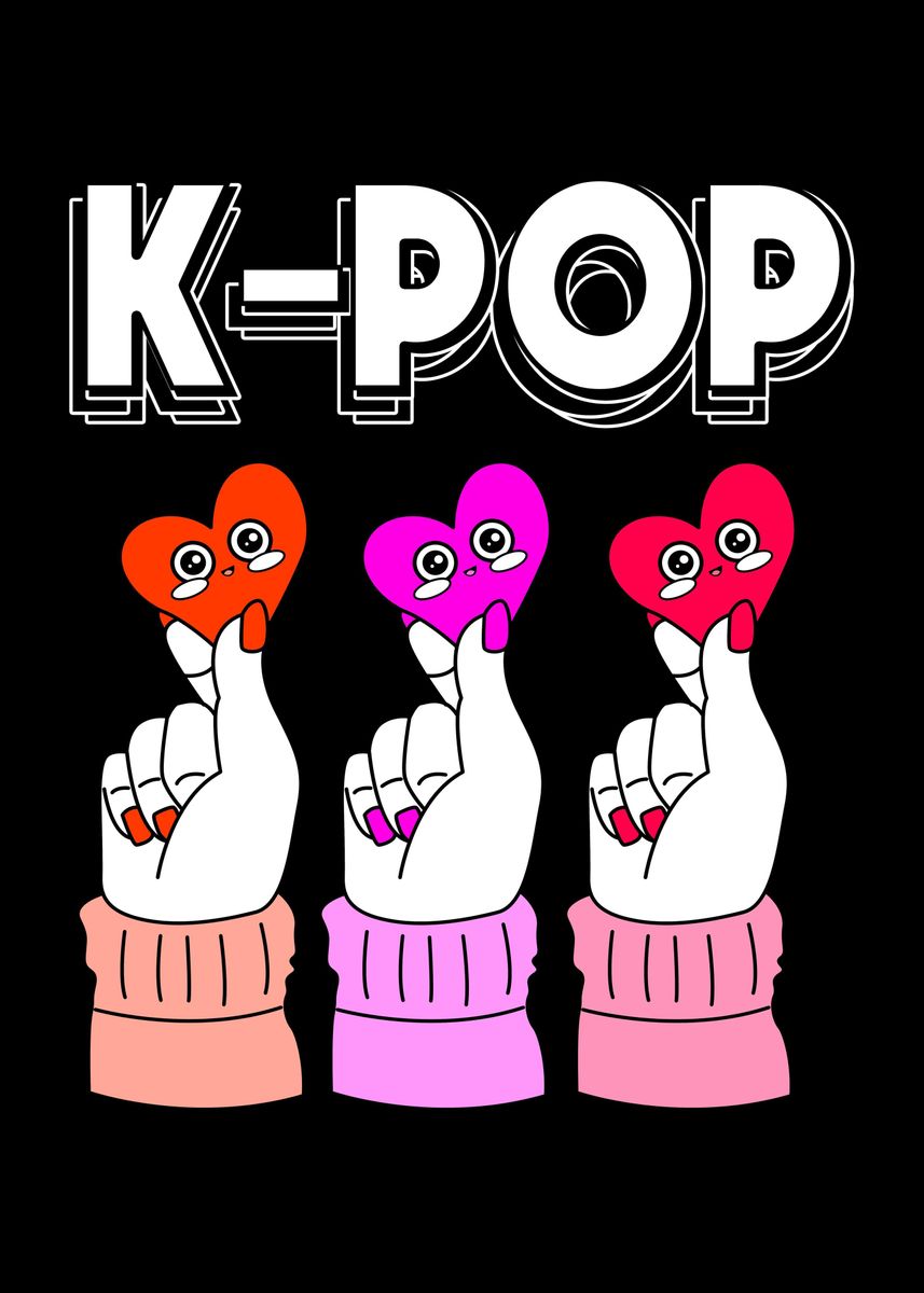 'Kpop Finger Heart' Poster, picture, metal print, paint by FunnyGifts ...
