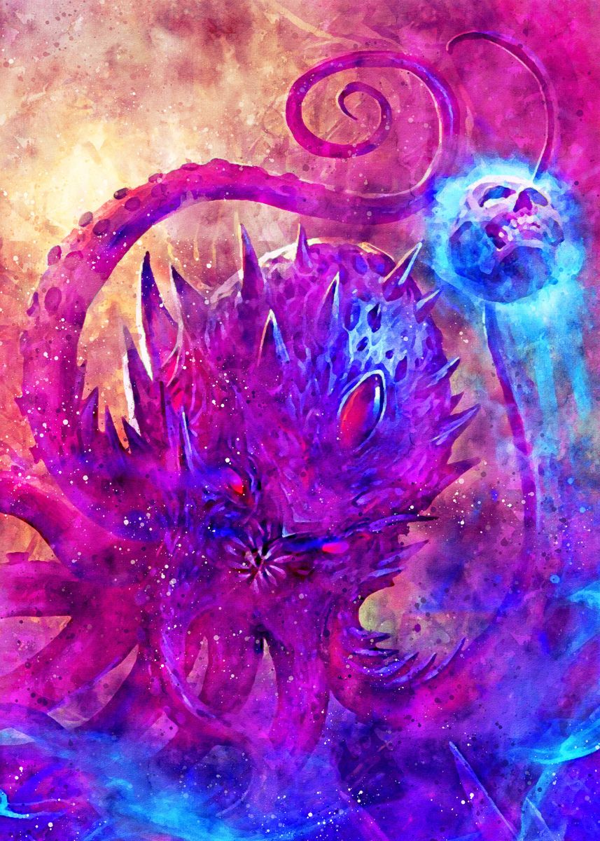 'Neon Octopus Watercolor' Poster, picture, metal print, paint by Bulls ...