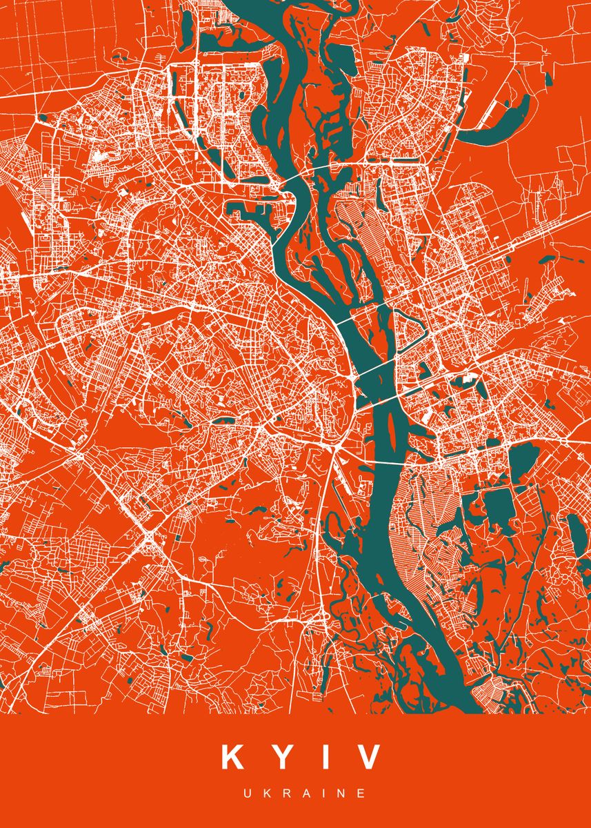 'KYIV Map UKRAINE' Poster by UrbanMaps | Displate