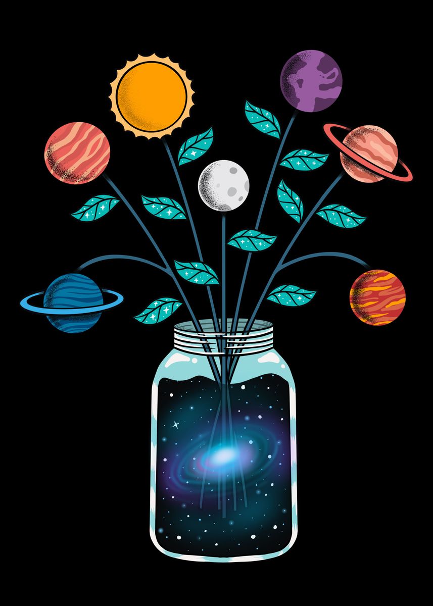 'Space Flowers' Poster by Coffee Man | Displate