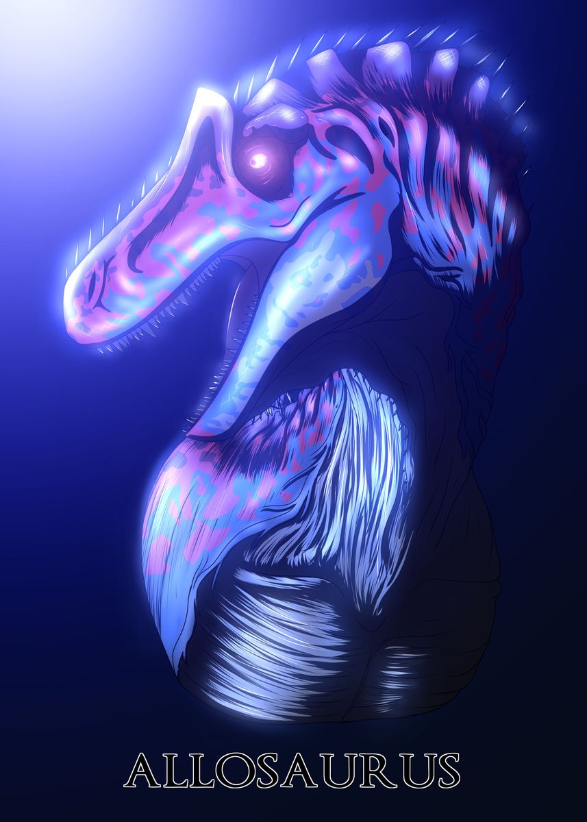 'Allosaurus' Poster, picture, metal print, paint by Ryo | Displate