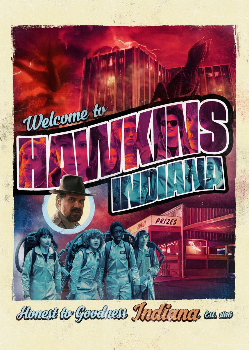 'Hawkins Indiana' Poster, picture, metal print, paint by Stranger ...