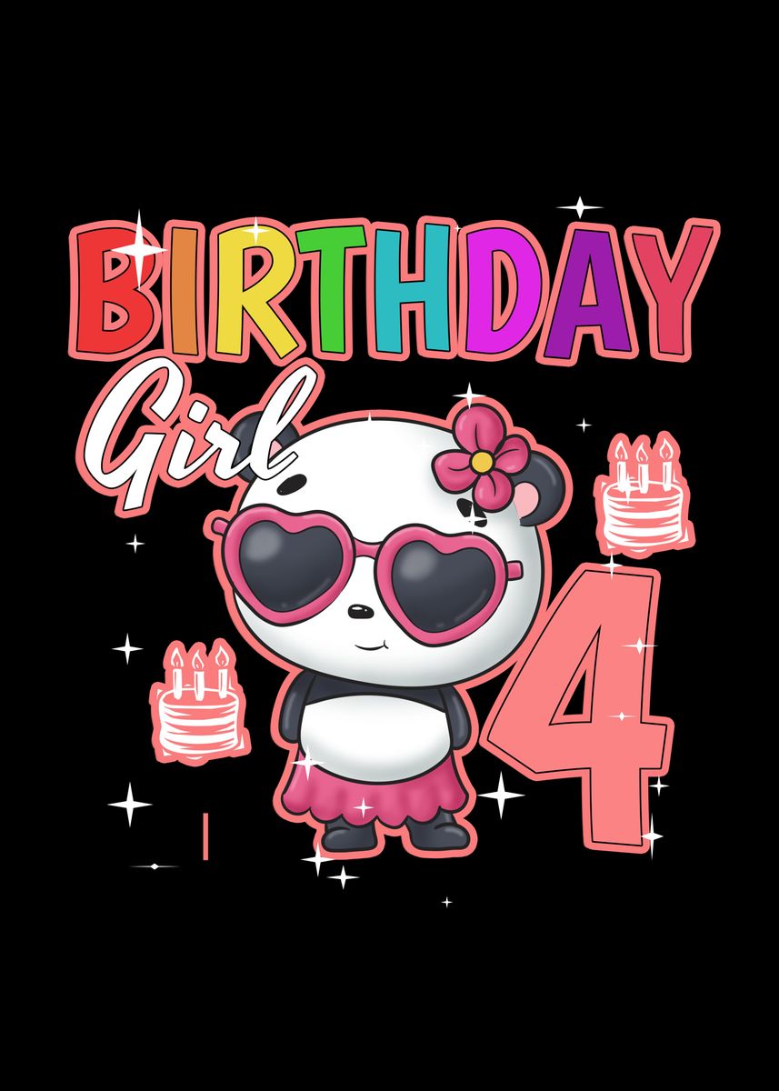 'Birthday Girl 4 Panda' Poster, picture, metal print, paint by Hexor ...